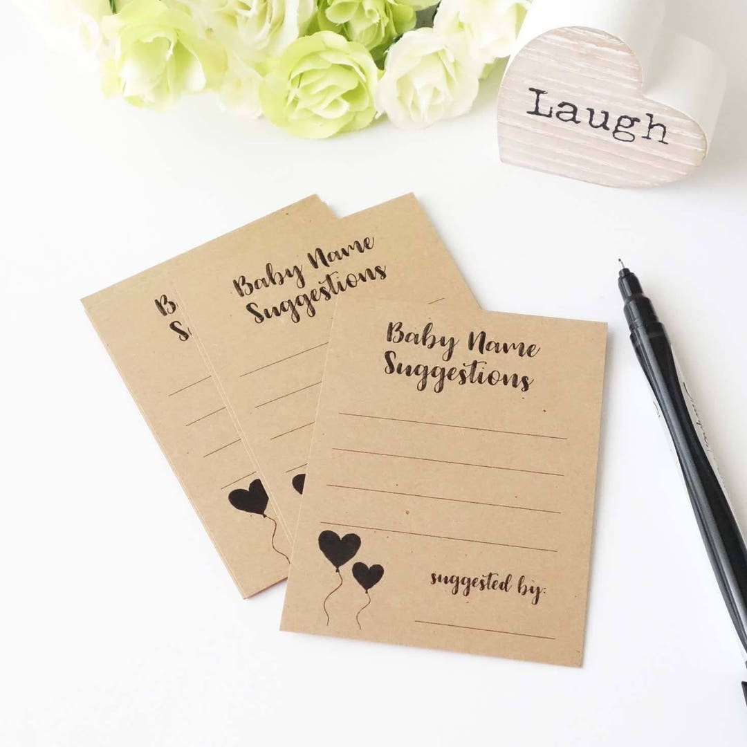 Baby Name Suggestions Kraft Cards - Baby Shower Games - Baby Name Cards ...