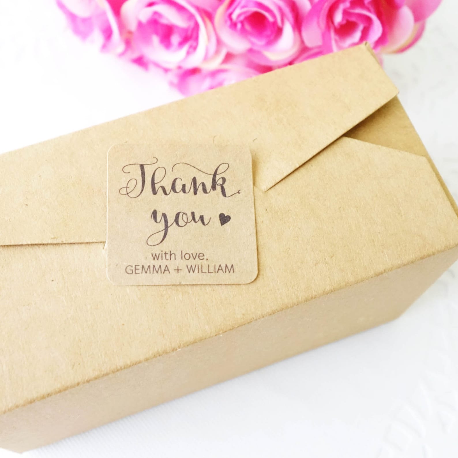 Personalised Thank You Stickers Square Sticker 33mm X 33mm Etsy