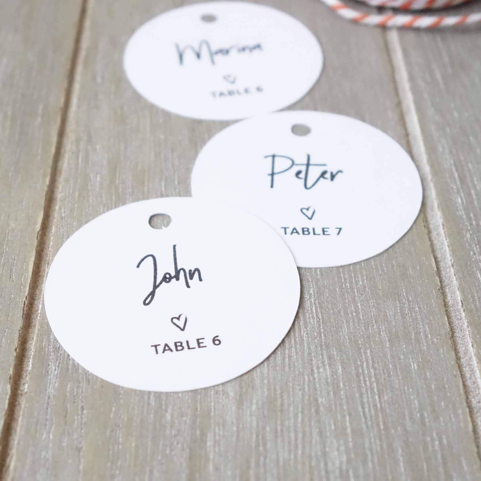 Personalised Name Tags + Table Number - Place Cards - Custom Wedding ...