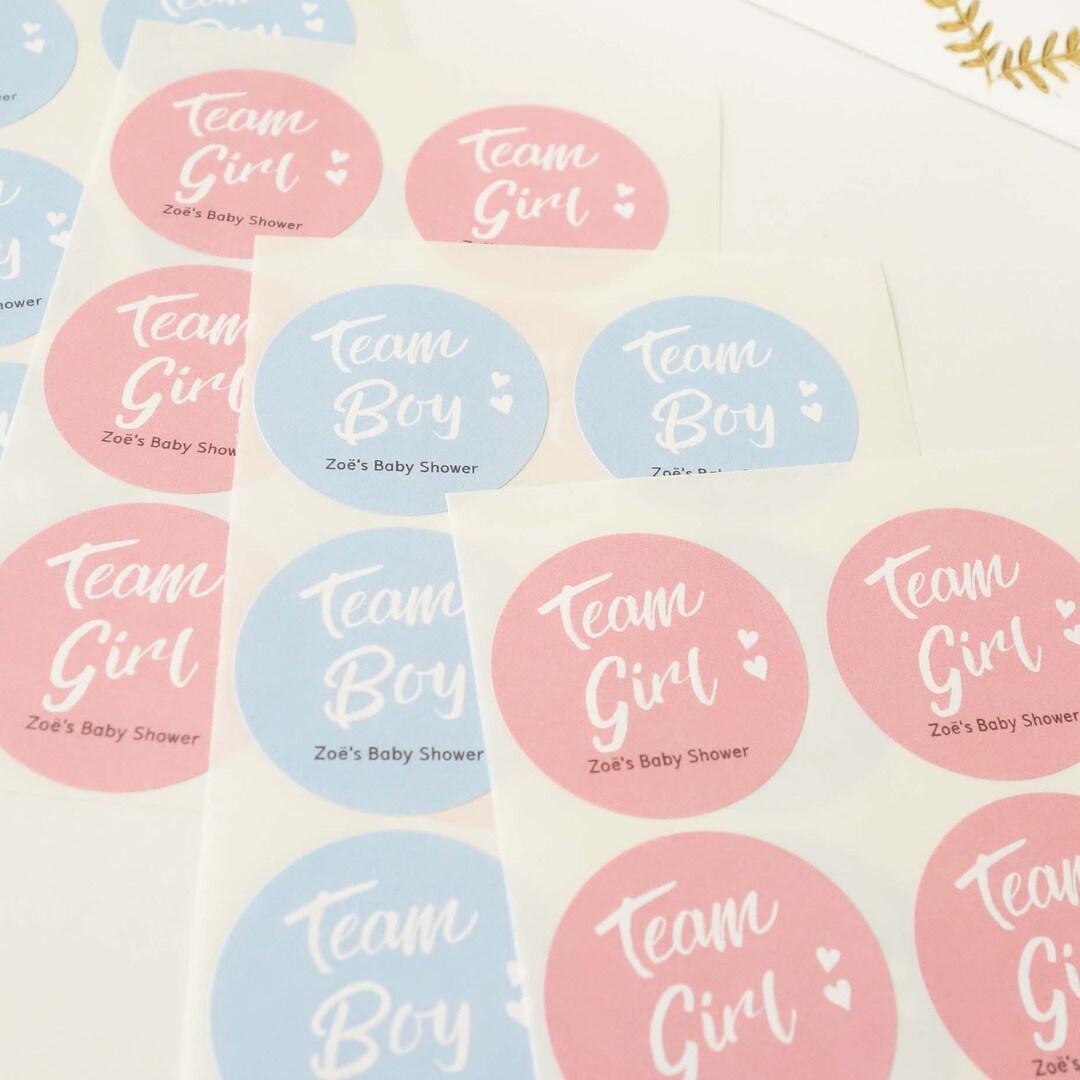 Team Boy Team Girl Customised Baby Shower Stickers - Baby Gender Reveal ...