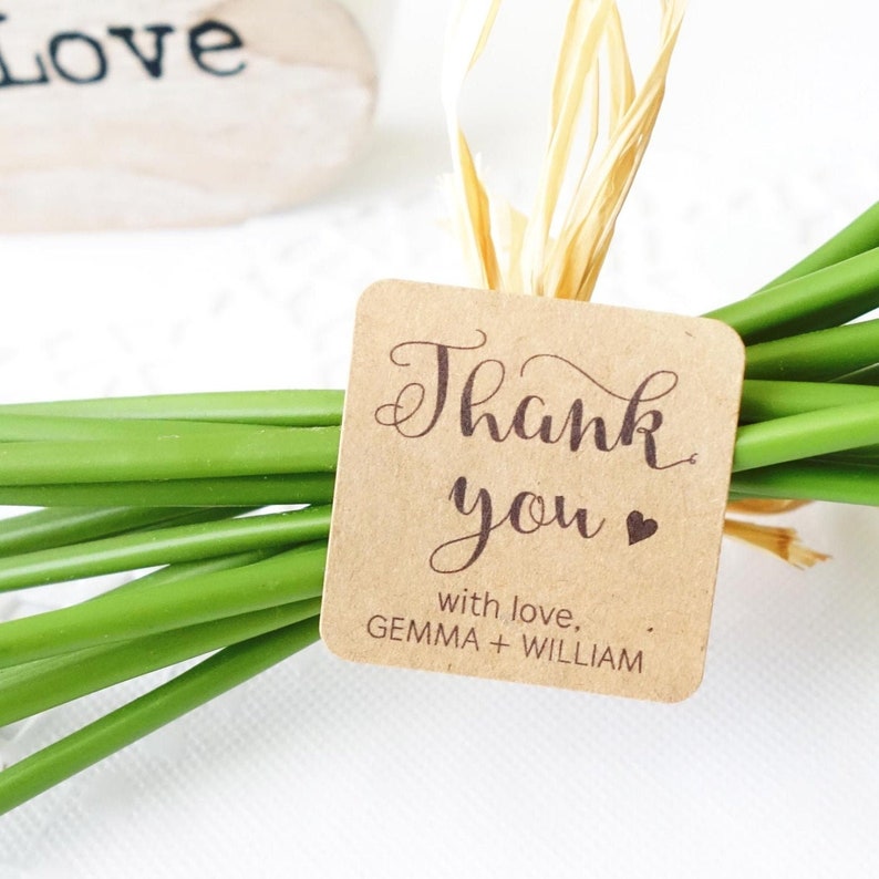 Personalised Thank You Stickers Square Sticker 33mm X 33mm Etsy