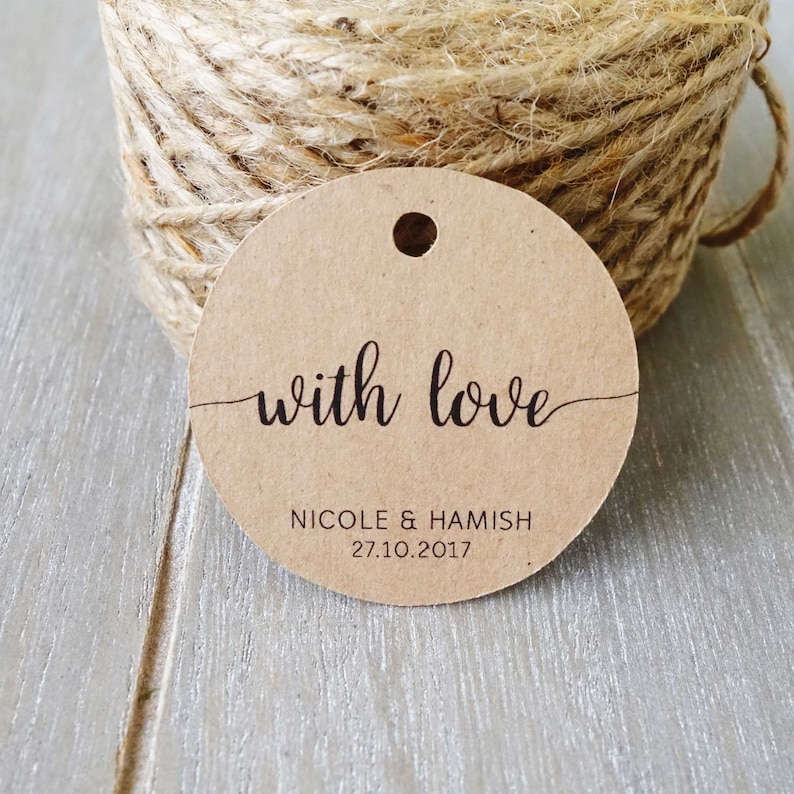 Wedding Favour Tags 1.8 Personalised With Love Round - Etsy Australia