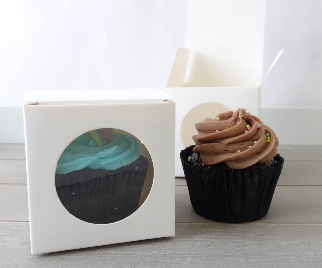 10/20/30x White 3 Cupcake Boxes 7.5 Cm With Window, Wedding Bomboniere ...