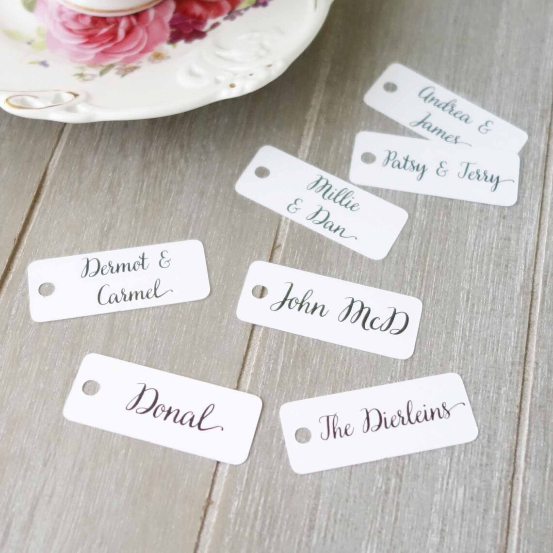 Wedding Personalised Name Tags - Place Cards - Name Labels - Mini Tags ...