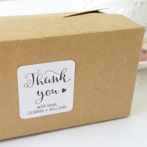 Personalised Thank You Stickers - Square Sticker 33mm X 33mm Kraft ...