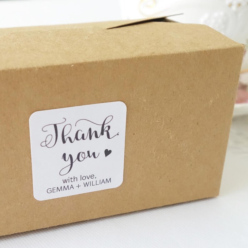 Personalised Thank You Stickers Square Sticker 33mm X 33mm Etsy
