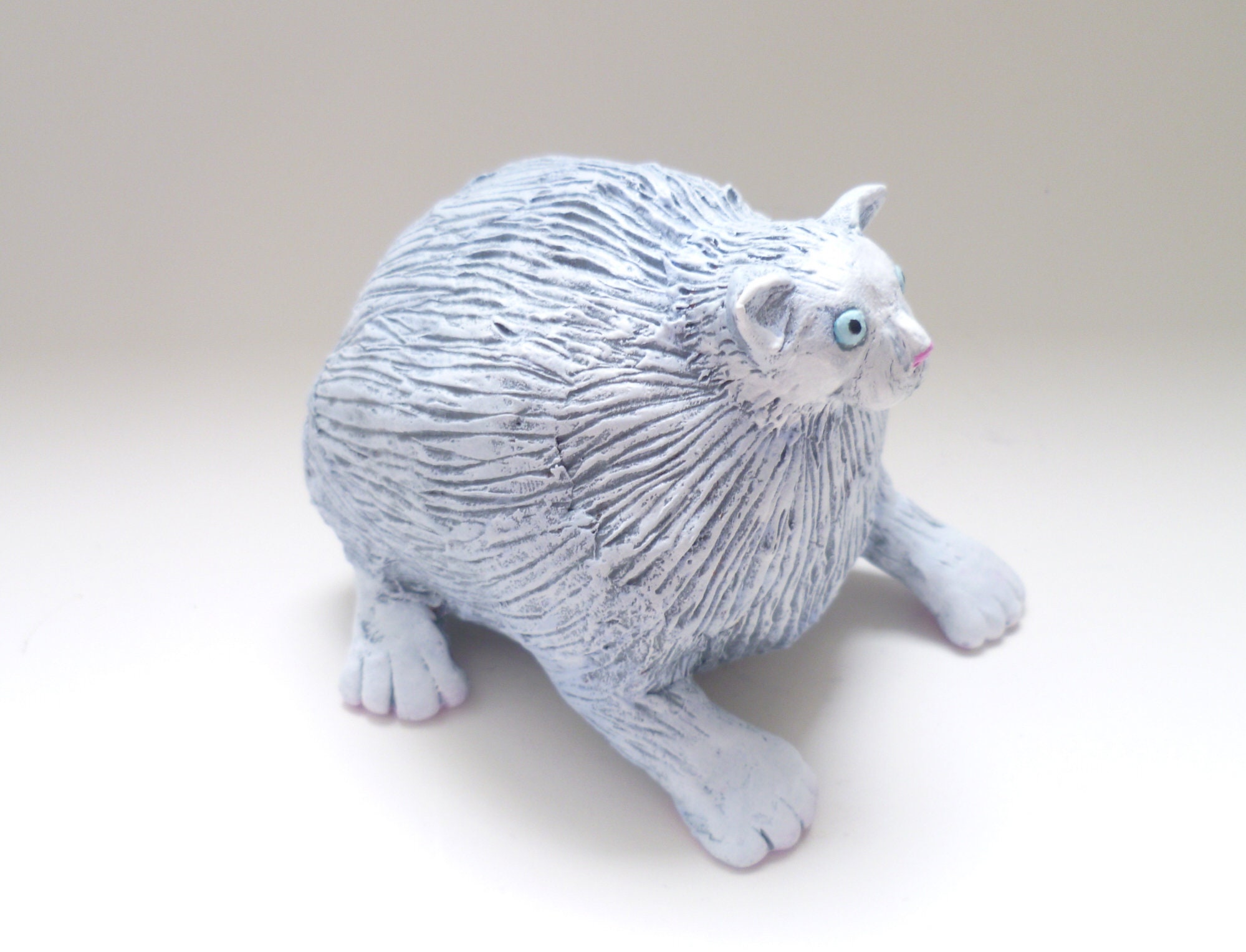 White Snow Cat Sculpture Unique Handmade Folk Art Figurine - Etsy