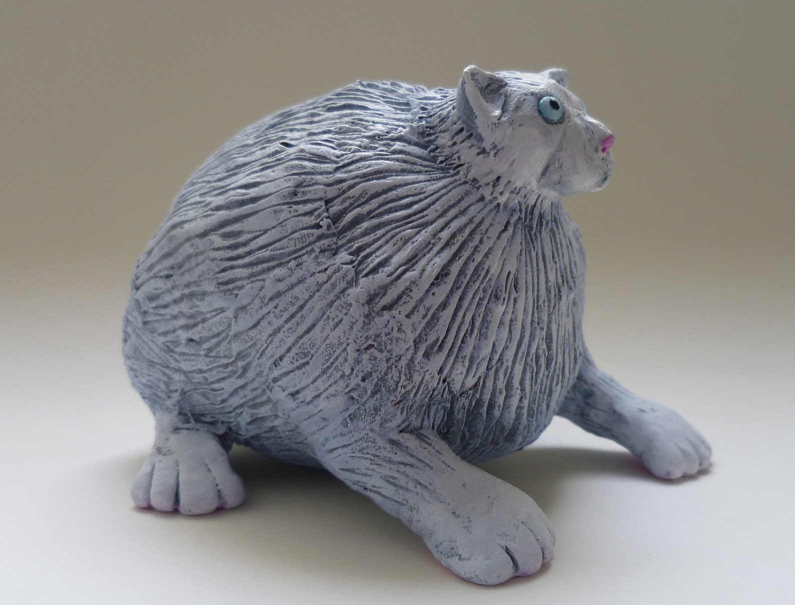 White Snow Cat Sculpture Unique Handmade Folk Art Figurine - Etsy
