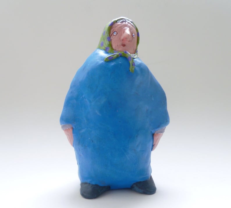 Old Woman Figurine - Collectible Folk Art Sculpture, Bookshelf Decor - Etsy