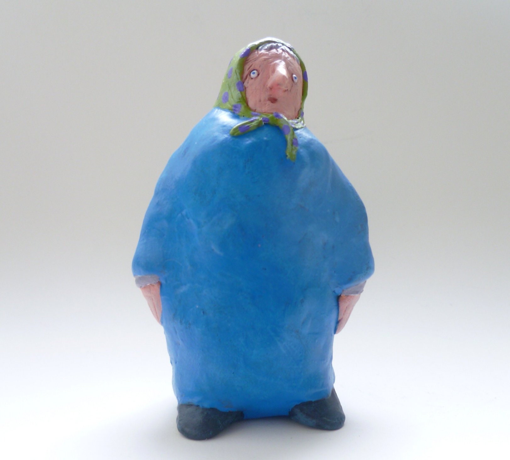 Old Woman Figurine - Collectible Folk Art Sculpture, Bookshelf Decor - Etsy
