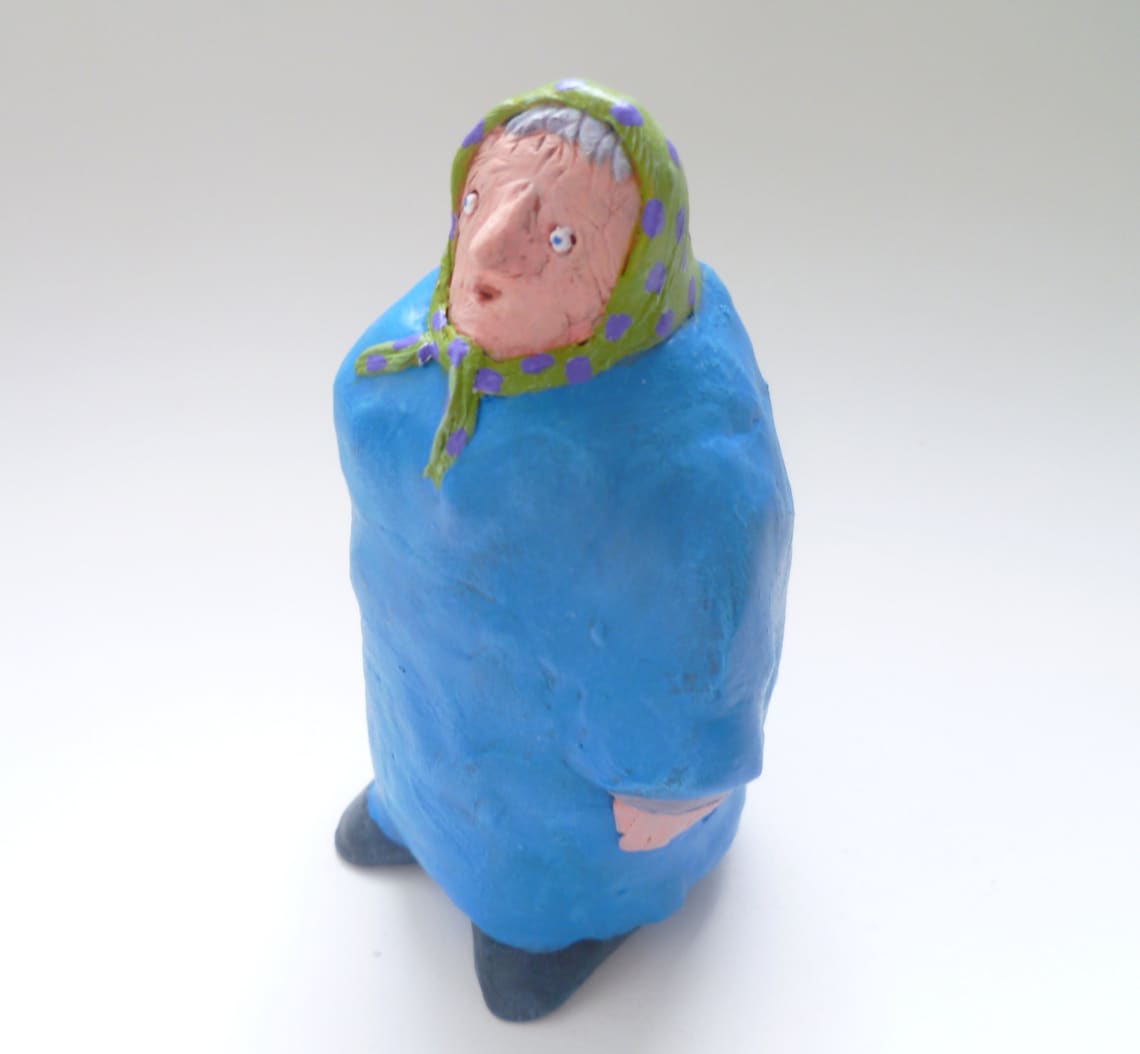 Old Woman Figurine Collectible Folk Art Sculpture, Bookshelf Decor - Etsy