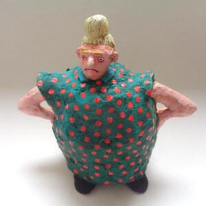 Fat Woman Sculpture - Handmade Folk Art Figurine, Wife Gift ...
