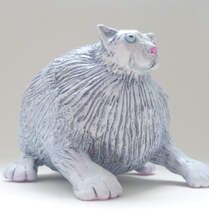 White Snow Cat Sculpture - Unique Handmade Folk Art Figurine - Etsy