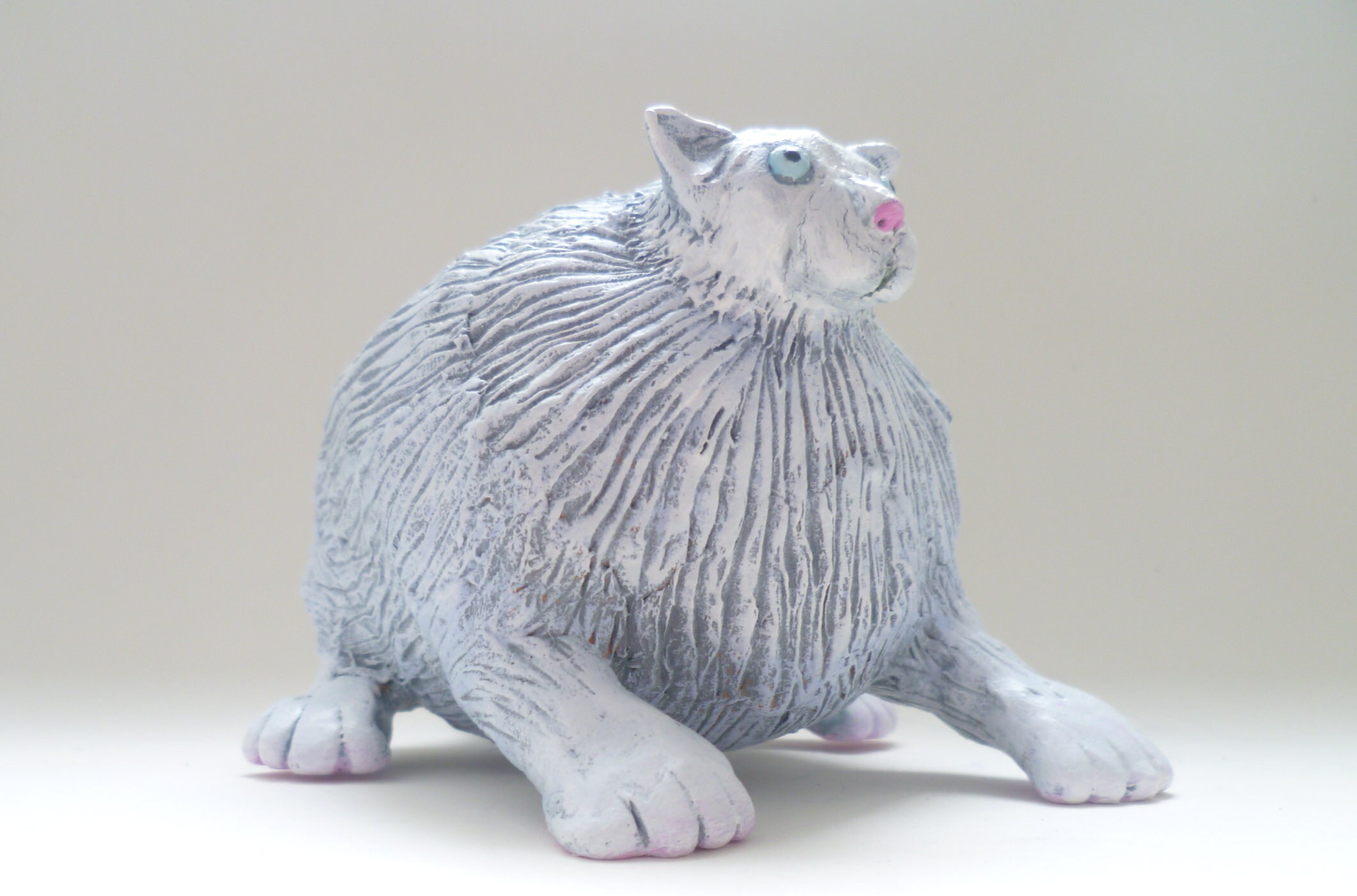 White Snow Cat Sculpture Unique Handmade Folk Art Figurine - Etsy