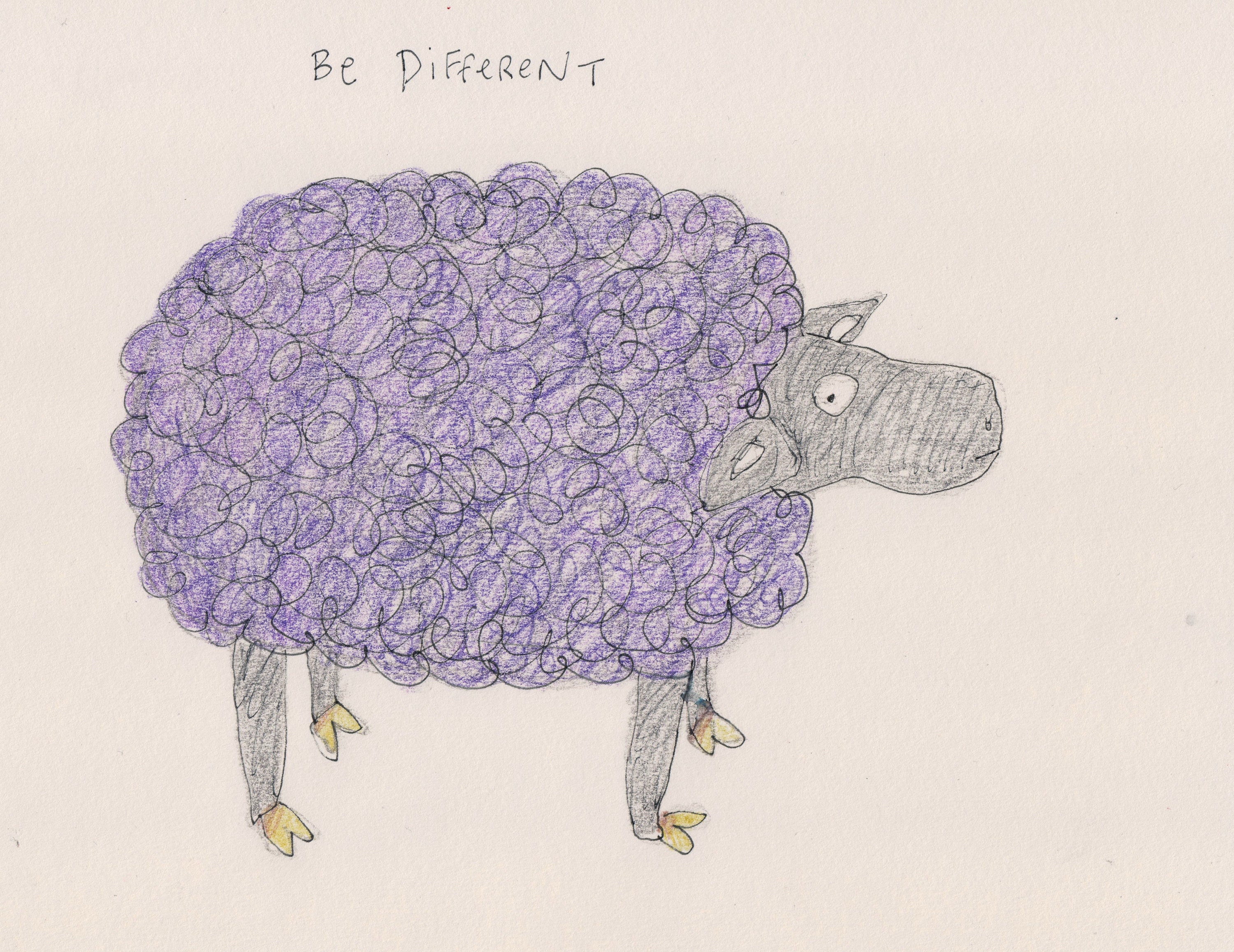 Purple Sheep Drawing Animal Cartoon Farm Animal Art Sheep - Etsy