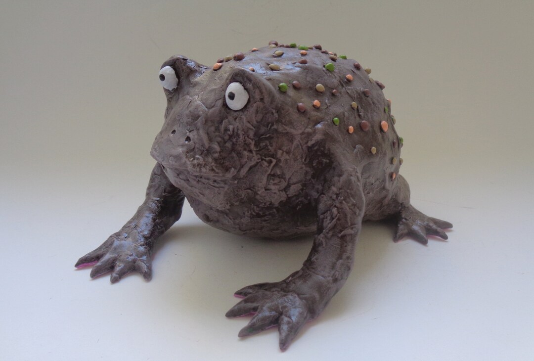 Brown Toad Sculpture - Frog Ornament, Collectible Art Object, Toad ...