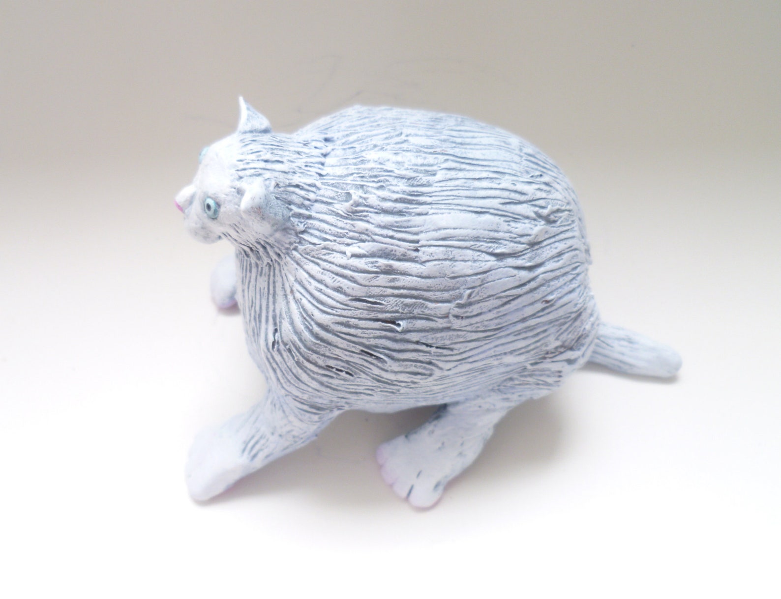 White Snow Cat Sculpture Unique Handmade Folk Art Figurine - Etsy