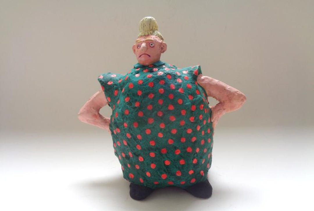 Fat Woman Sculpture - Handmade Folk Art Figurine, Wife Gift ...