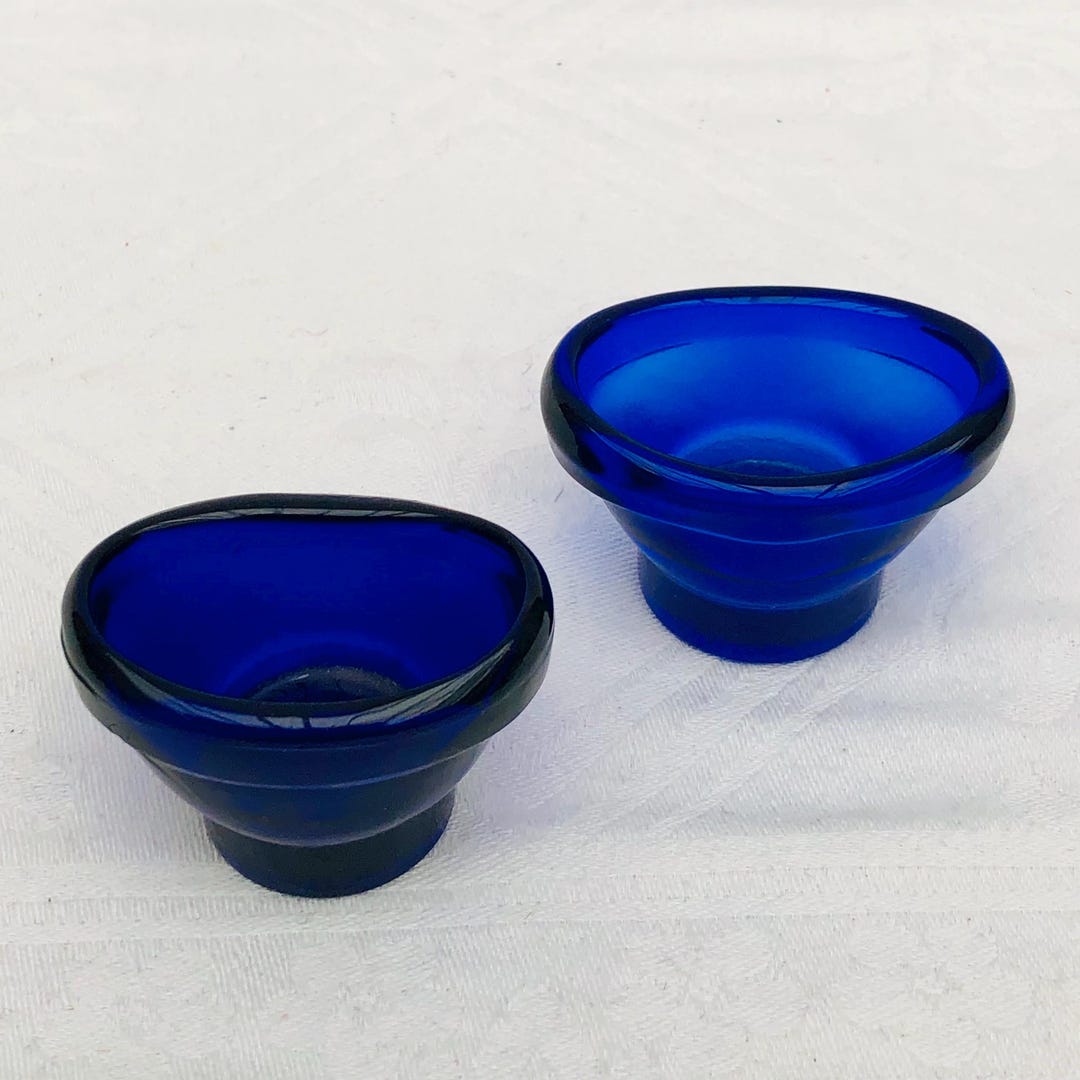 1930s, Colbalt Blue Glass, Eye Bath Cup by Optrex, Embossed Optrex ...