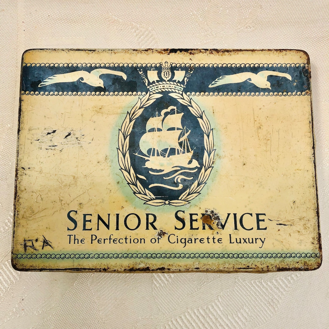 1940s Vintage Senior Service Cigarette Tin, Nautical Themed, J.A ...