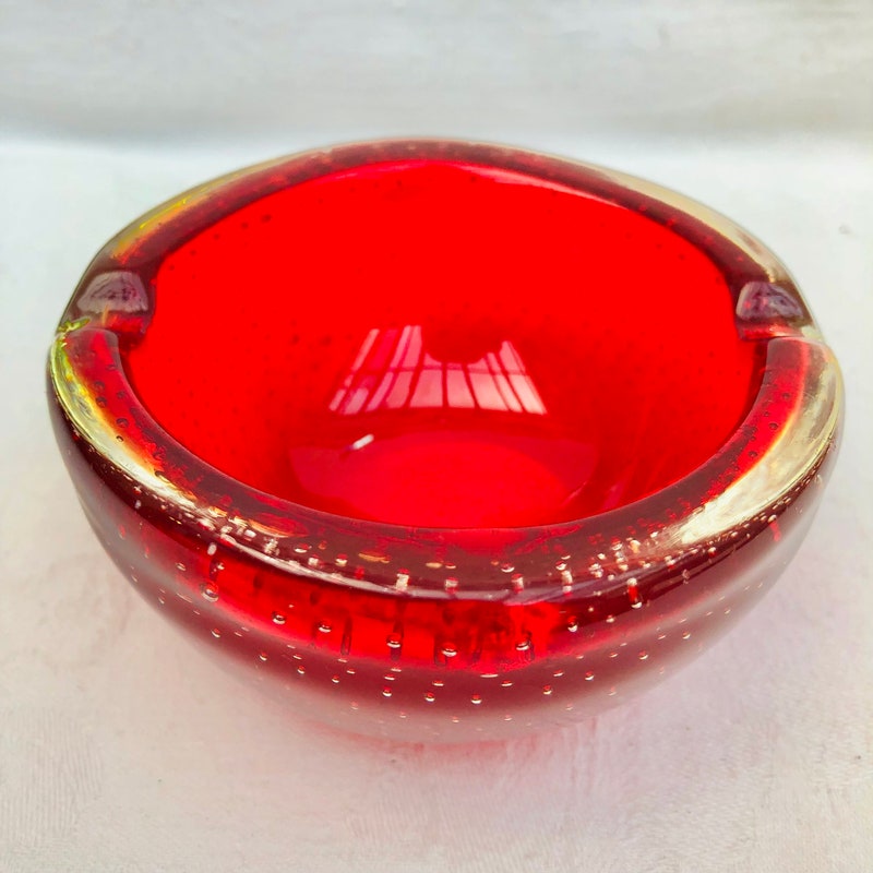 Red Glass Ashtray - Etsy