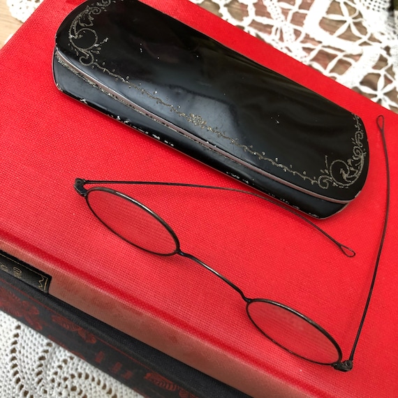 Antique Victorian Spectacles & Original Inlaid Lacque… - Gem