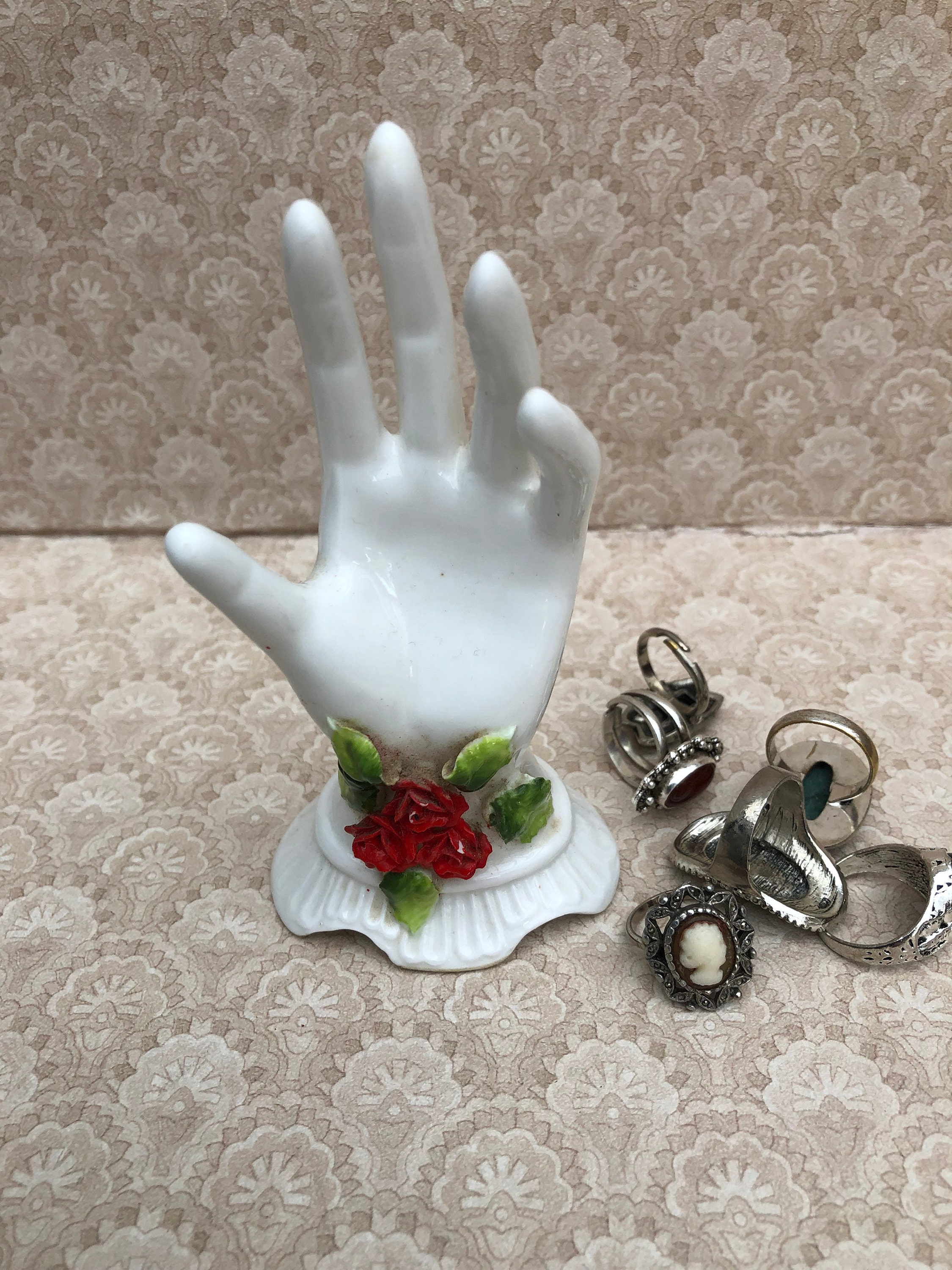 Victorian Style Bone China Ladies Hand Finger Ring - Etsy