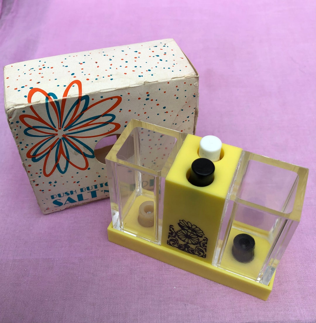 Midcentury Yellow Plastic Push Button Salt N Pepper by Whirley ...