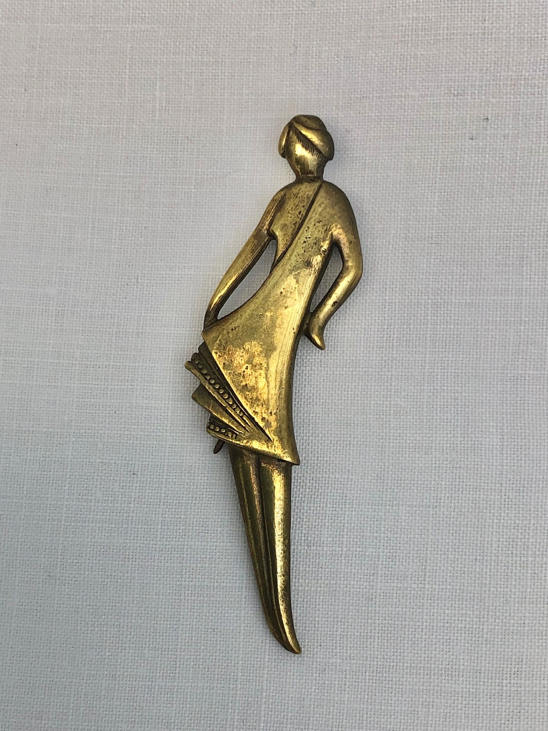 Genuine Art Deco Flapper Girl, Metal Brooch, 1930s - Etsy