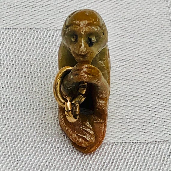 Vintage Carved Mutton Fat Nephrite Jade, Monkey Amule… - Gem