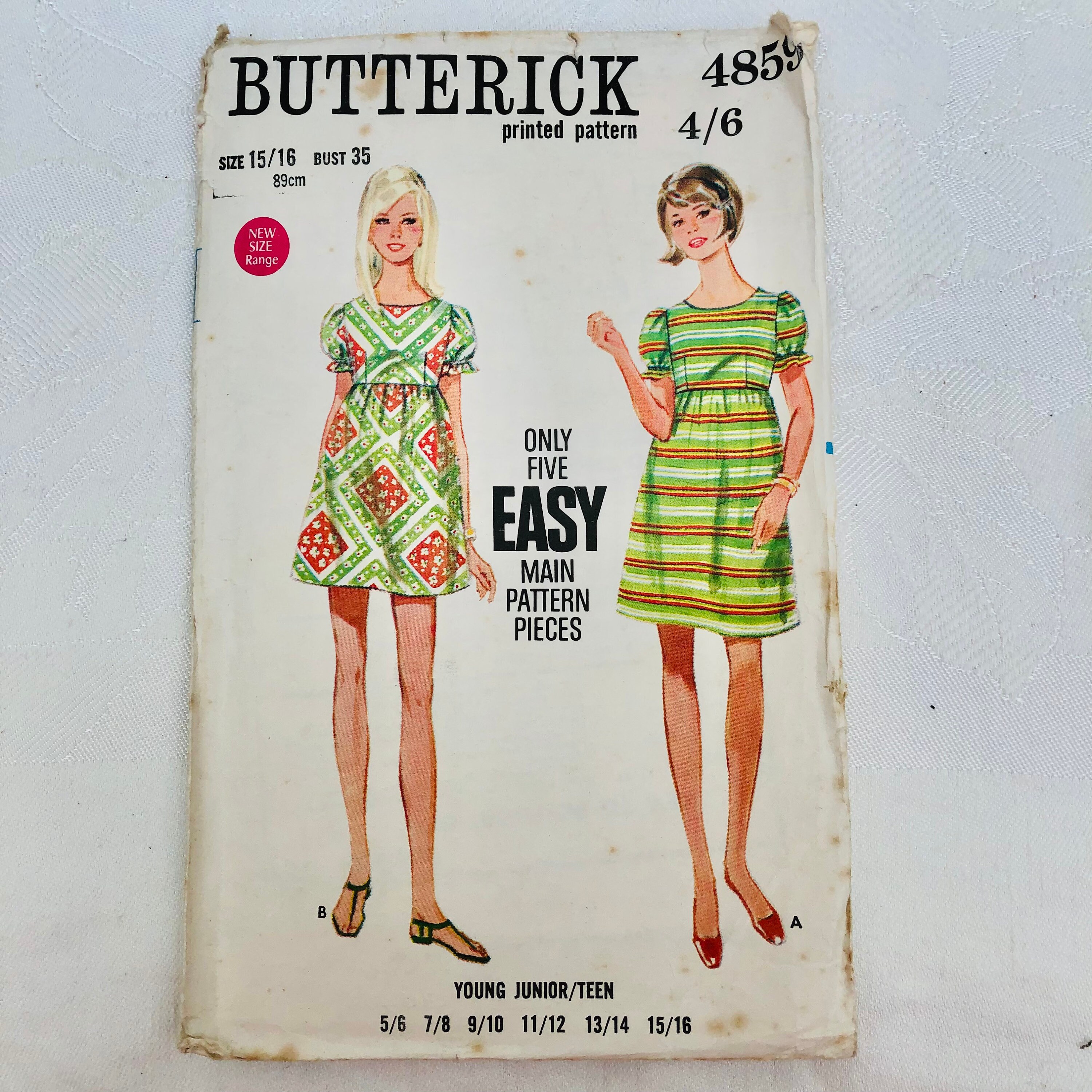 Genuine Vintage 1960s Mini Dress Patterns Dated 1968, Lovely Colourful ...