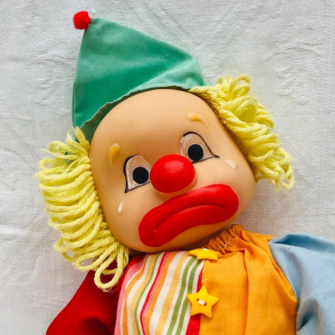 1980s Vintage Double Sided Happy/sad Rubber Faced Clown Doll. - Etsy