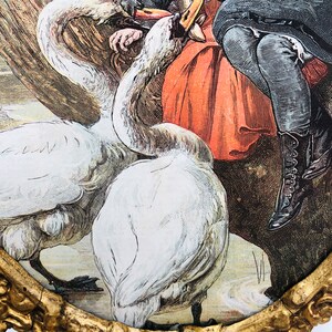 Antique Victorian Coloured Engraving, Framed Inside an Ornate Plaster ...