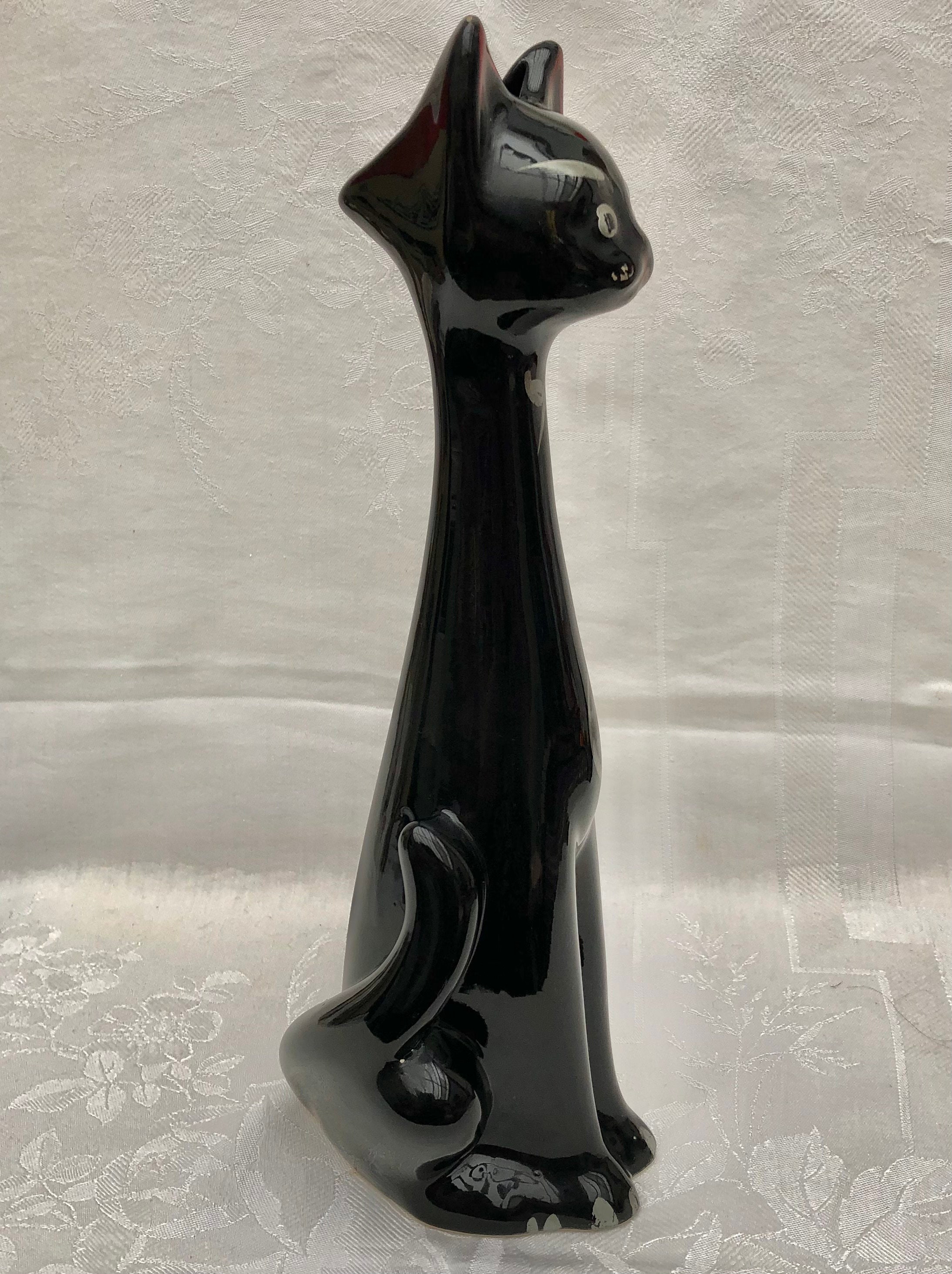 Midcentury Long Necked Black Cat Vase Hand Painted Lovely - Etsy