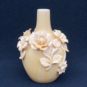 Vintage Highly Decorative, Embossed 3D Yellow Porcelain Vase, Applied ...