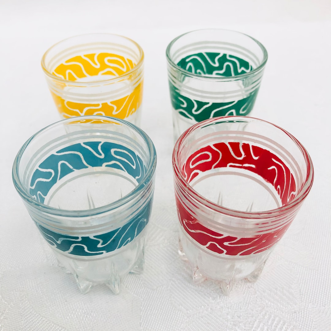 Midcentury Retro Atomic Set of 4 Multicoloured Shot Glasses 1960s. - Etsy
