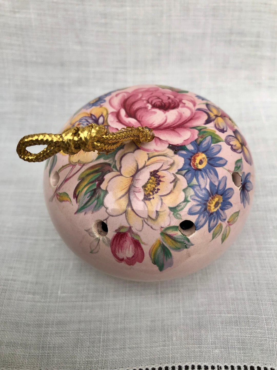 Vintage “ye Olde Ceramic Pomander” Pink Floral Ceramic Potpourri - Etsy