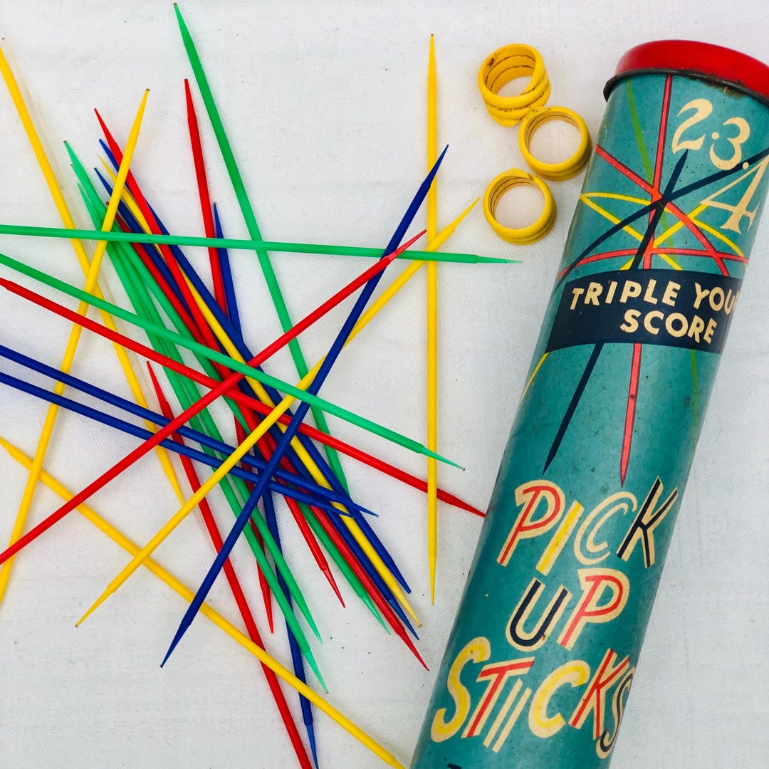 1950s Vintage Pick-up-sticks Game by Merit, Colourful Midcentury ...