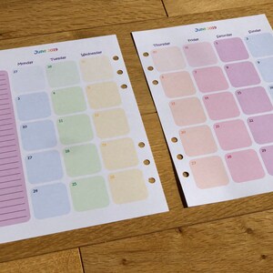 Pastel Rainbow 12 Month Calendar A5 PDF Files Month on Two Pages - Etsy