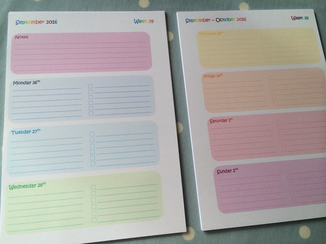 Pastel Rainbow Week on Two Pages, January December 2020 A5 PDF Files ...