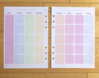 Pastel Rainbow 1 Month Calendar A5 Month on Two Pages PDF File - Etsy