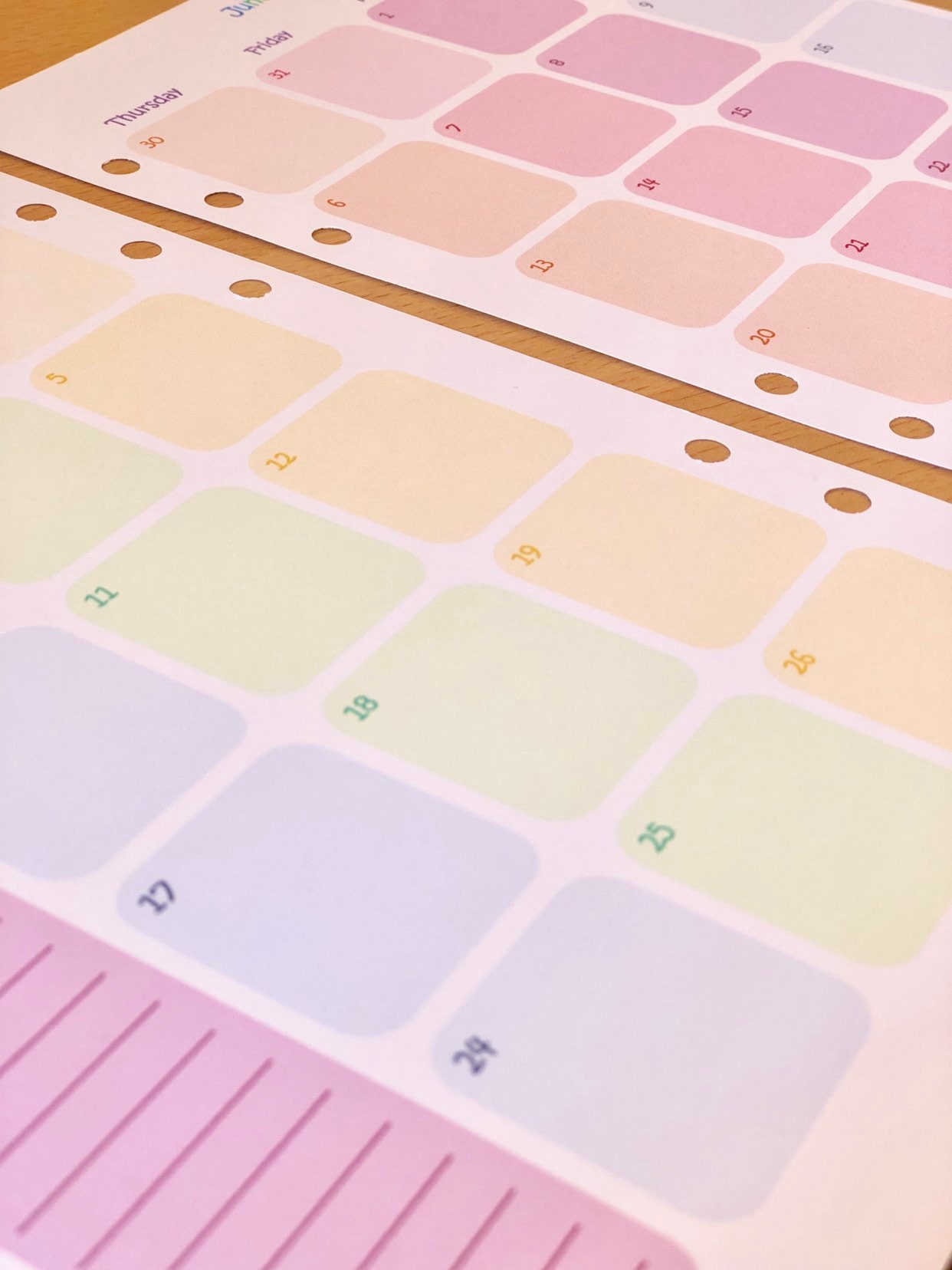 Pastel Rainbow 1 Month Calendar A5 Month on Two Pages PDF File - Etsy