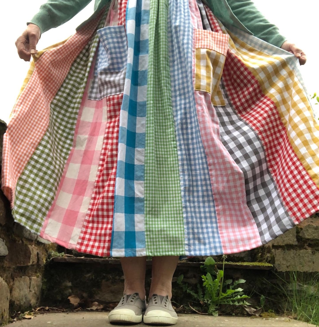 Cotton Gingham Patchwork Skirt - Etsy