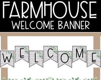 Farmhouse Classroom Welcome Sign Bunting Farmhouse Welcome Banner ...