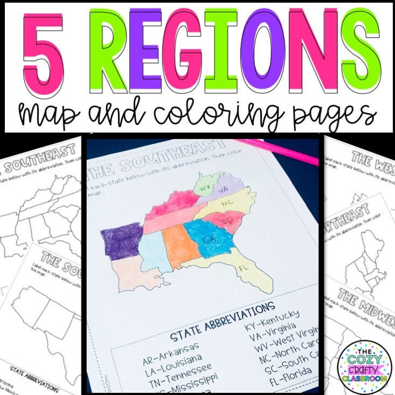 Regions of Us on a Map - Etsy UK