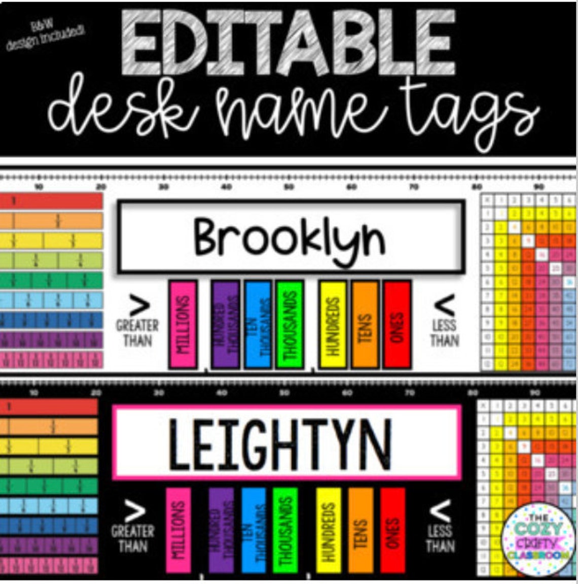 Editable Desk Name Tags-math/upper Elementary - Etsy