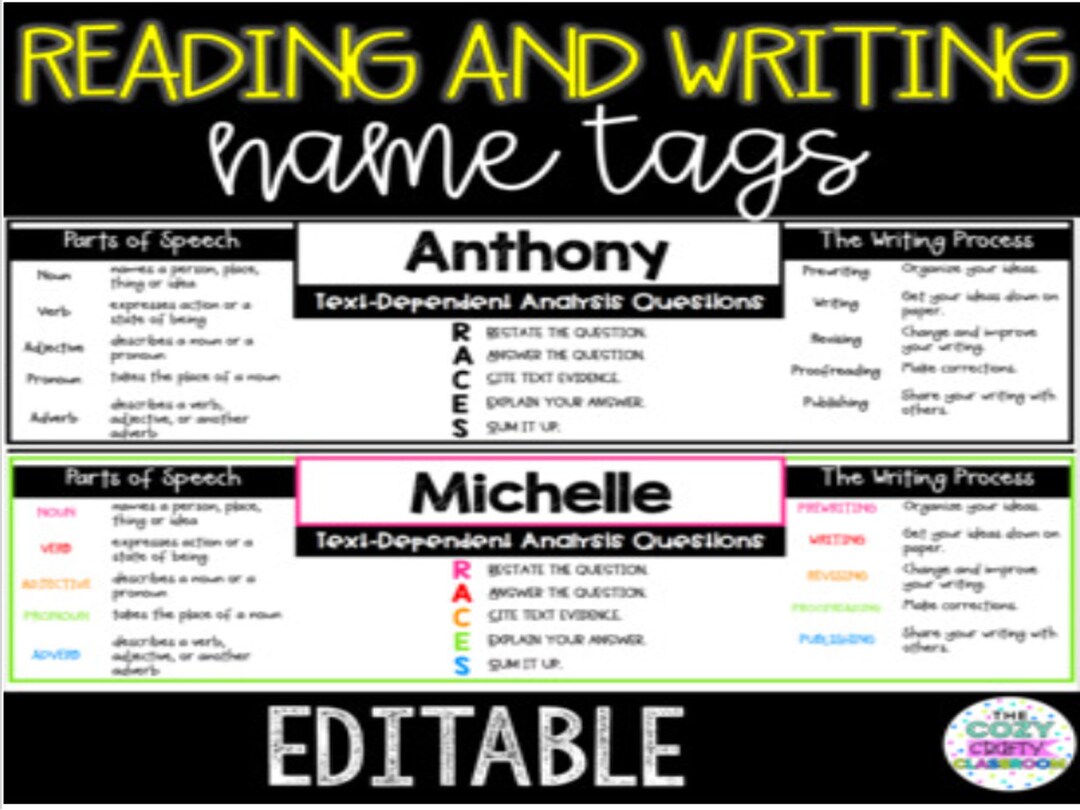 ELA Desk Name Tags - Etsy