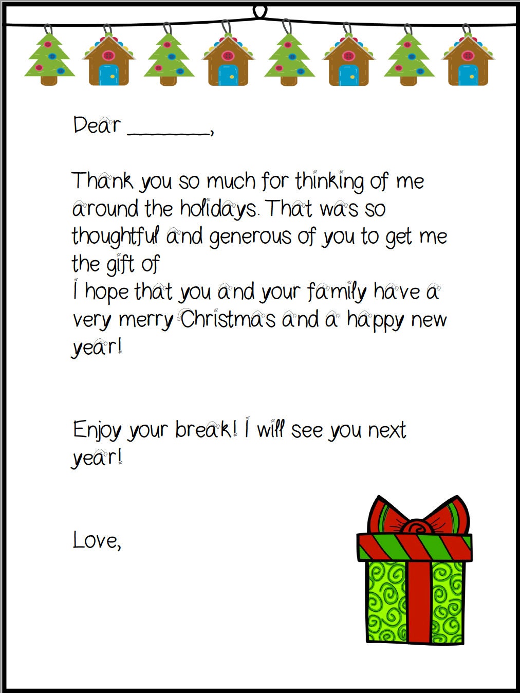 Christmas Thank You Letters to Students - Etsy
