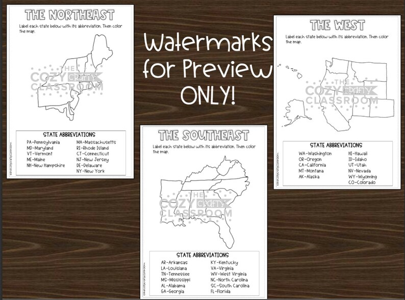 5 Regions of the United States Activities - Etsy