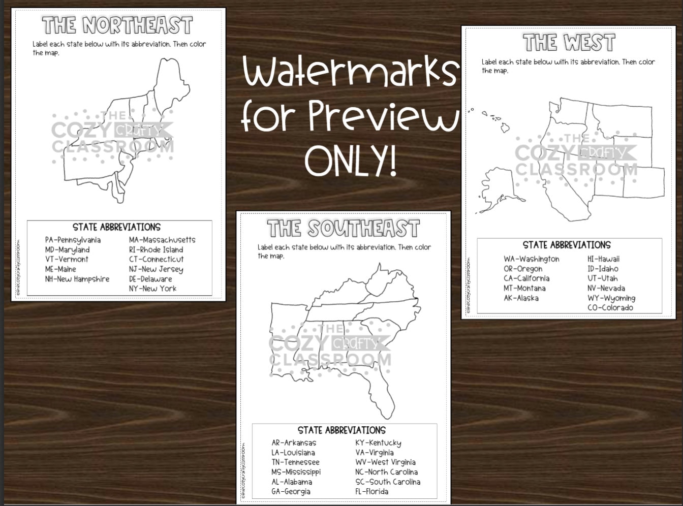 5 Regions of the United States Activities - Etsy